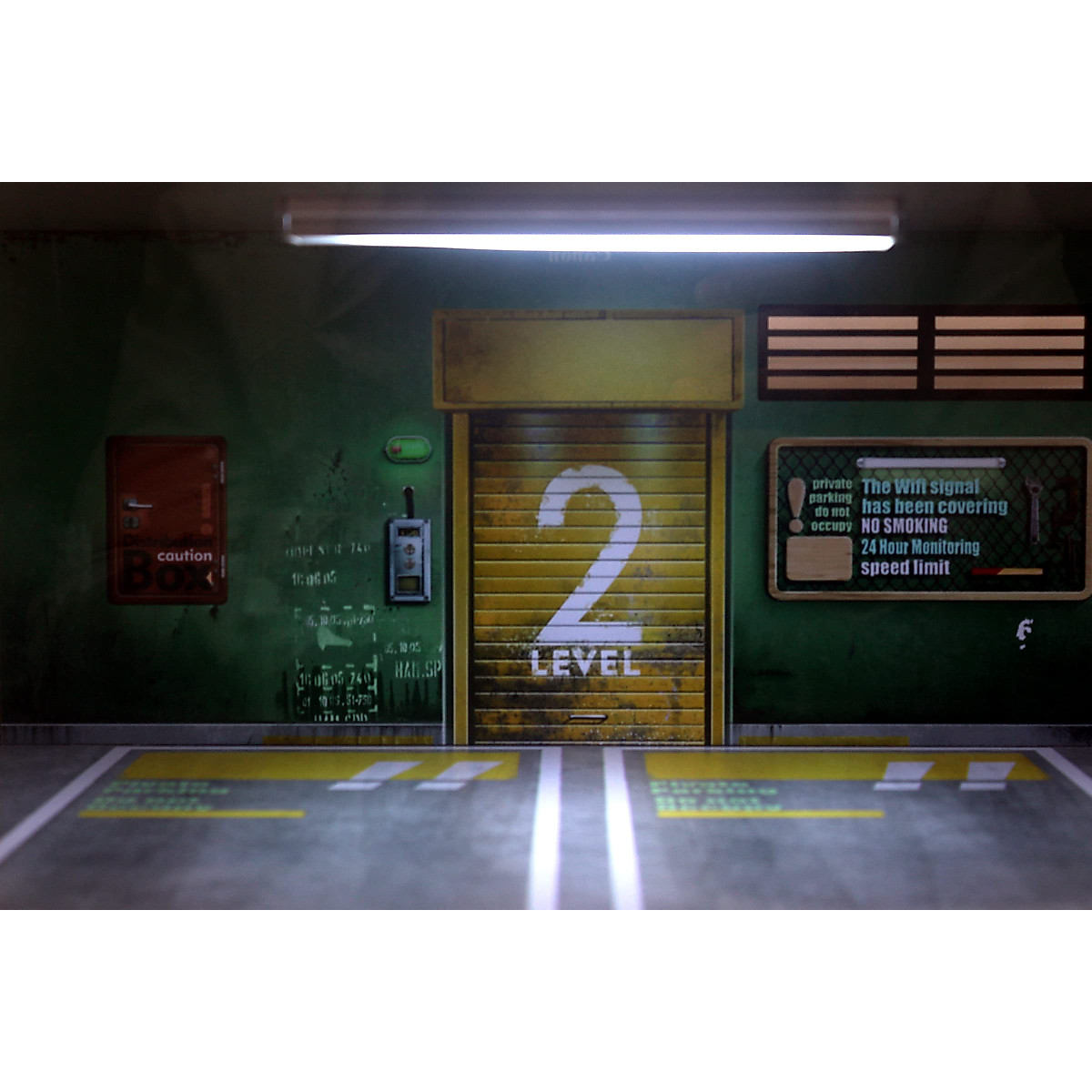 1/18 Scale Model Car Display Case - 1:18 Car Garage Display Case with Clear Acrylic Cover and LED Lighting for Die-Cast Cars, 2 Parkings Green