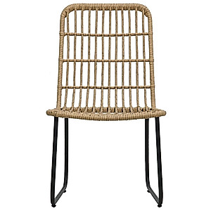 Makastle Outdoor Patio Bistro Set, 3 Piece Rattan Wicker Conversation Chair Sets Balcony Furniture for Yard Lawn Garden Porch Poolside, Poly Rattan Oak