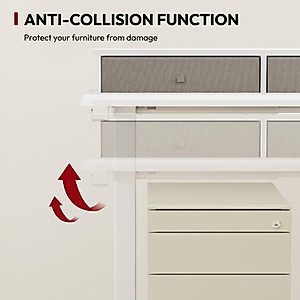 SANODESK 55" L Shaped Standing Desk with 3 Drawers, Height Adjustable Stand up Desk, Corner Gaming Desk with Monitor Stand, White Frame/White Top