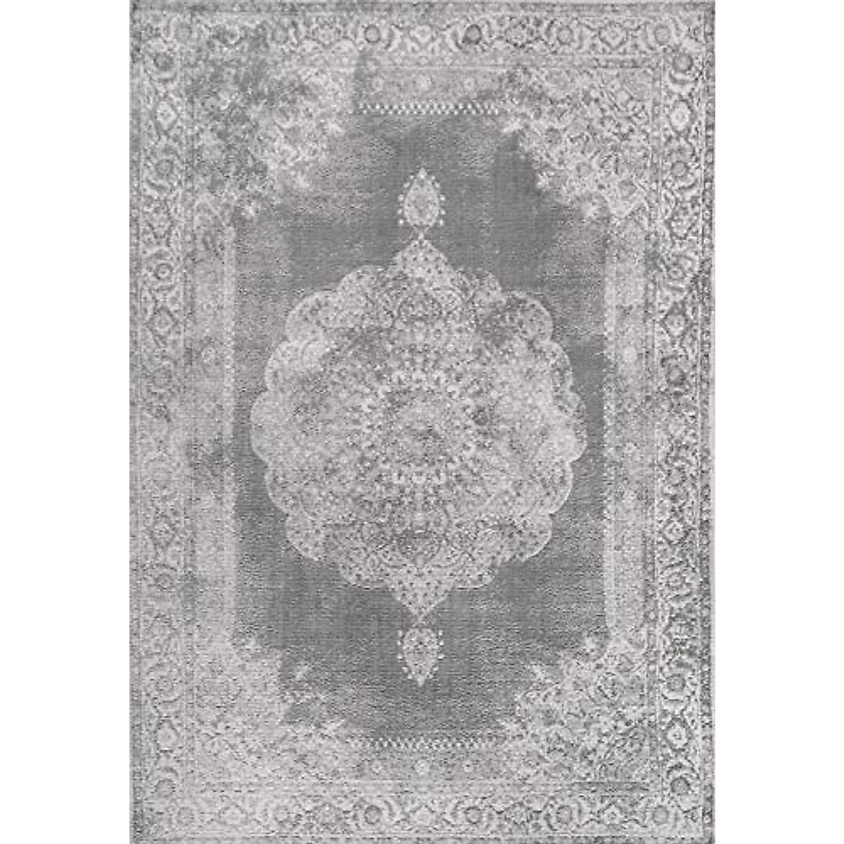 JONATHAN Y MDP403E-3 Rosalia Cottage Medallion Indoor Area-Rug Vintage Bohemian Easy-Cleaning Bedroom Kitchen Living Room Non Shedding, 3 ft x 5 ft, Gray/Dark Gray