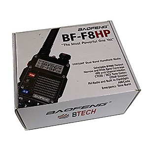 BAOFENG BF-F8HP (UV-5R 3rd Gen) 8-Watt Dual Band Two-Way Radio (136-174MHz VHF & 400-520MHz UHF) Includes Full Kit with Large Battery