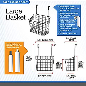 Spectrum Grid Over The Cabinet Wire Storage Basket Large (Bronze) - Organizer for Bathroom, Kitchen, Under Sink, Pantry, Hair Tools, & More