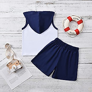 Baby Boy Cotton Clothes Shark Print Summer Hoodie Toddler Sleeveless Outfits Set Tops + Short Pants