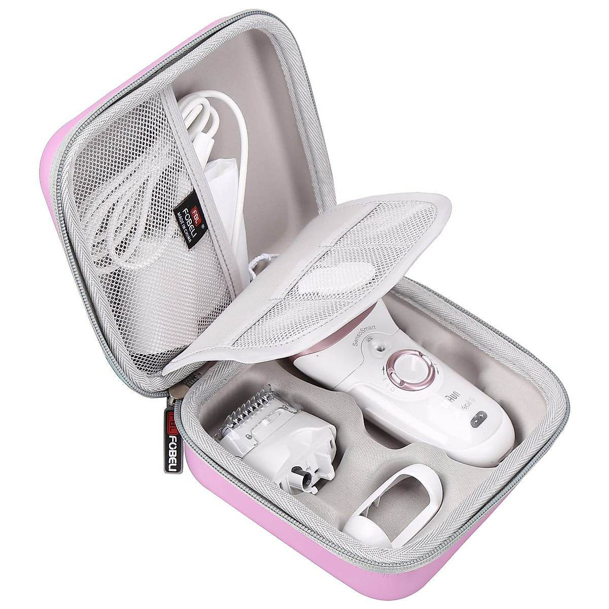 FBLFOBELI EVA Hard Storage Carry Case Compatible with Braun Silk-épil 9 9-890/Silk-épil 9 9-720/Silk-épil 9 9-880 Epilator Facial Hair Removal (Pink)