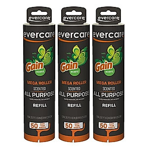 Evercare 10” Mega All-Purpose Pet Hair Lint Roller Refills, 3 Pack, 50 Sheets Each, Gain Scented – Sticky Roller for Pet Hair, Cat & Dog Hair Remover, Lint Remover for Furniture, Clothing & Cars