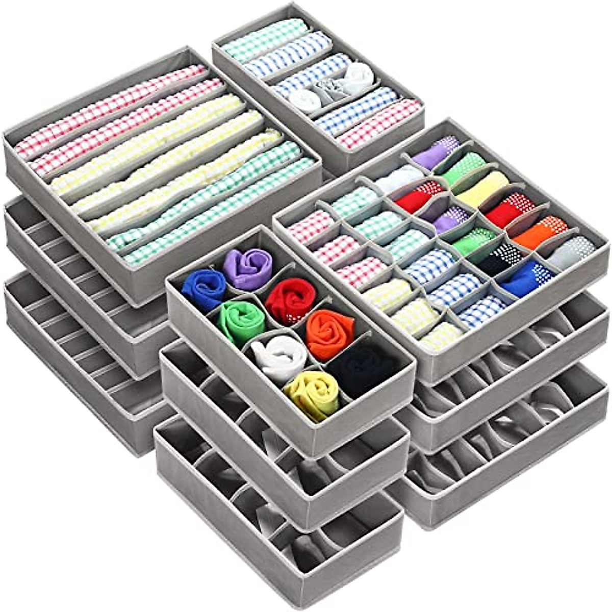 Thenshop 12 Pieces Closet Underwear Organizer Drawer Divider Foldable Bra Organizers Cabinet Clothes Socks Drawer Organizer Storage Box Baskets for Underwear, Bras, Socks, Ties and Towels