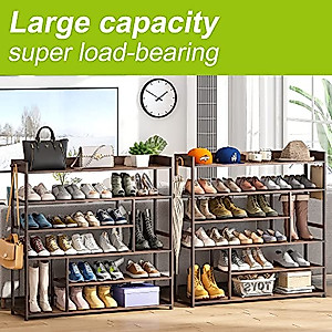 BMOSU Bamboo Tall Shoe Rack for Entryway Boots Free Standing Shoe Storage Organizer Large Capacity Shoe Shelf Garage 6 Tier Shoe Rack 24-25 Pairs for Hallway Closet Living Room Bedroom (Brown)