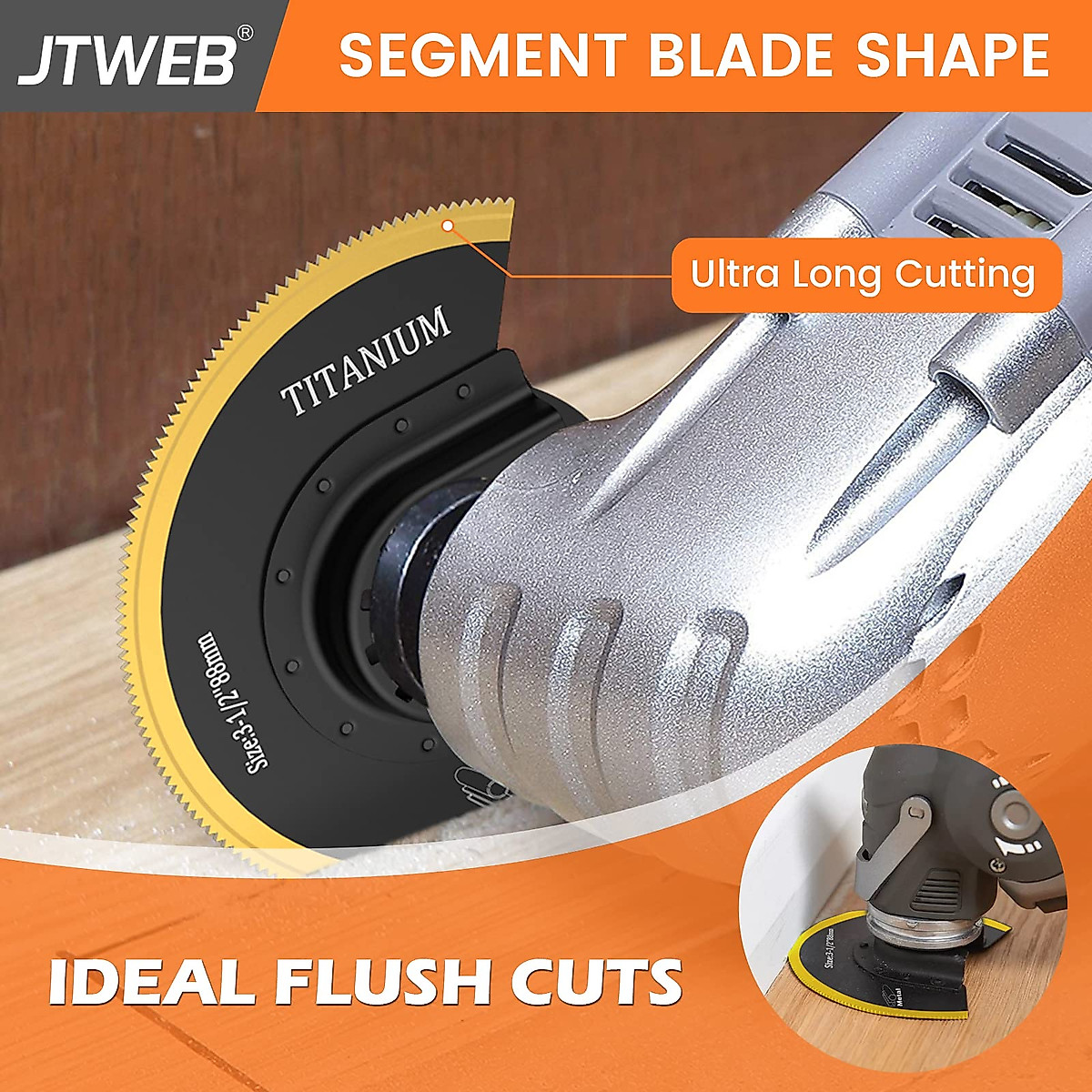 JTWEB 5PCS Titanium Oscillating Saw Blades Kit, Titanium Oscillating Multitool Blades for Metal Wood Nails Screws and Hard Material Cutting, Quick Release Oscillating Tool Blades fit Multiple Models