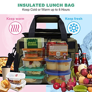 MIER Leakproof Insulated Cooler Lunch Bag for Adult Men Women 30 Can Cooler Bag with Top Flip Lid, 18L, Multiple Pockets (Dark Green-No Luggage Strap)