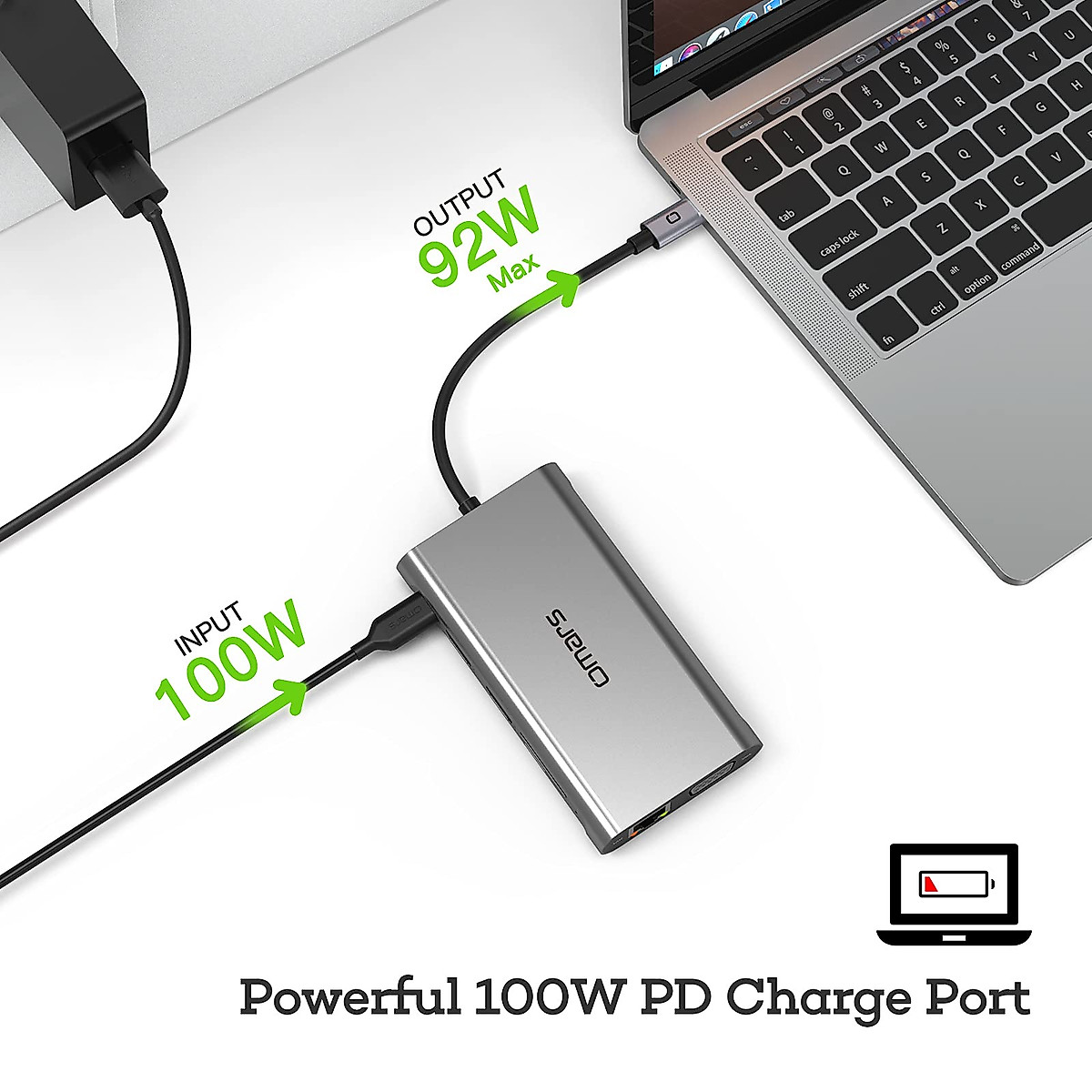 Omars USB C Docking Station + Portable Laptop Charger 24000mAh