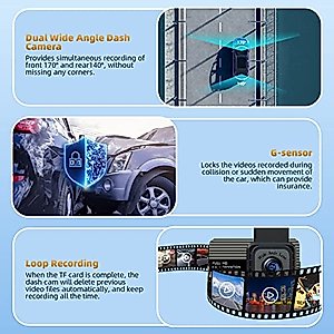Ajvvf Dash Cam Front and Rear, 1080P Dashcam for Cars,170°Wide Angle Dashboard Cameras， Super Night Vision, G-Sensor, Loop Recording, Motion Detection, 24 Hours Parking Monitor with 32GB Card…