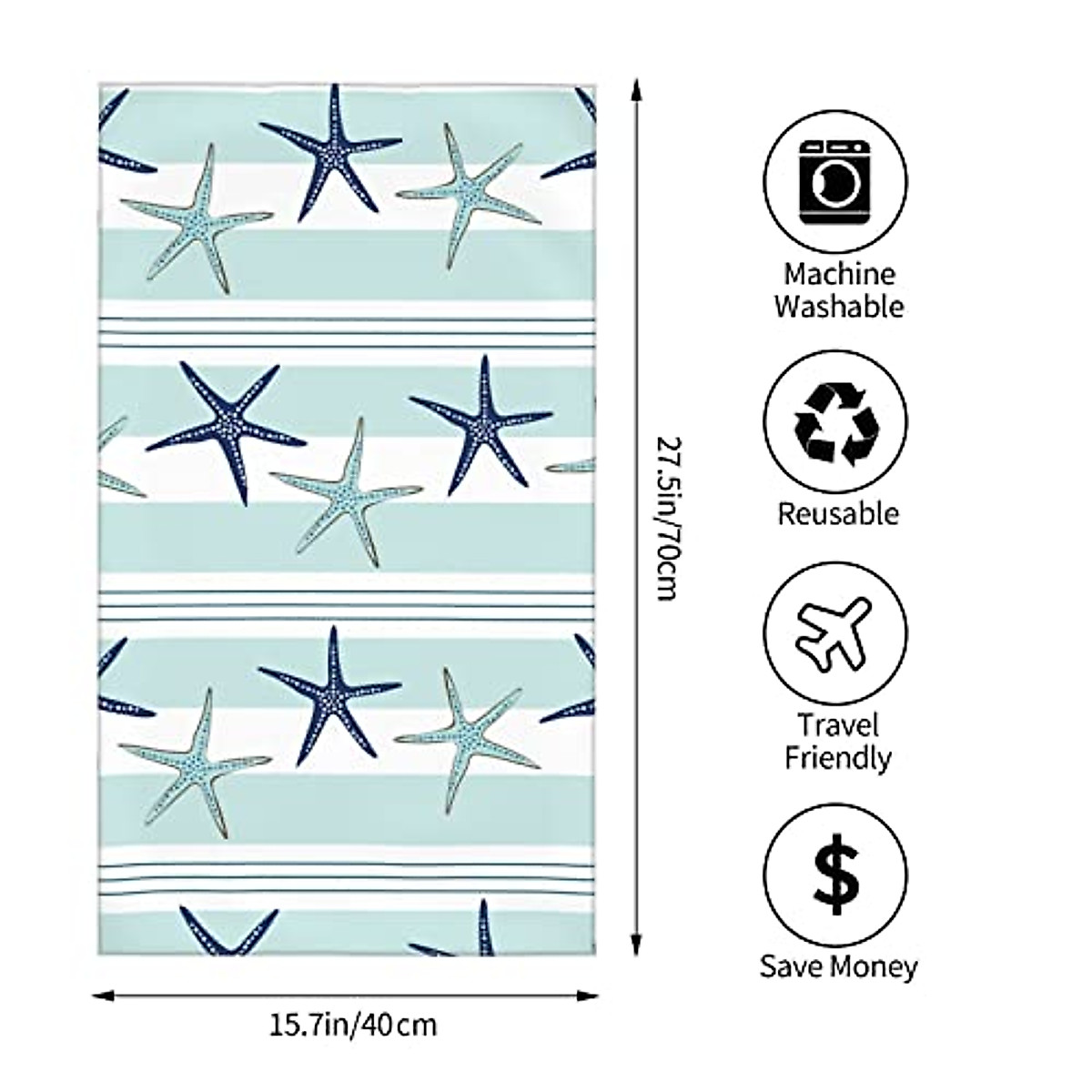 WOAIDY Coastal Starfish Hand Towel for Bathroom, Decorative Hand Towels for Bathroom and Beach, 15.7x27.5 Inches