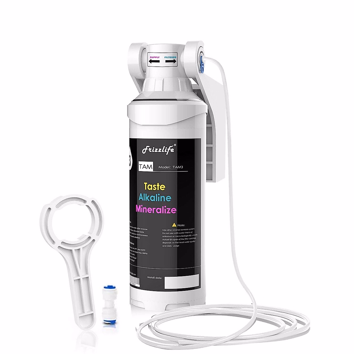 Frizzlife Reverse Osmosis System, Tankless 400 GPD Drinking Water Filtration System, with TAM3 Alkaline Remineralize Filter