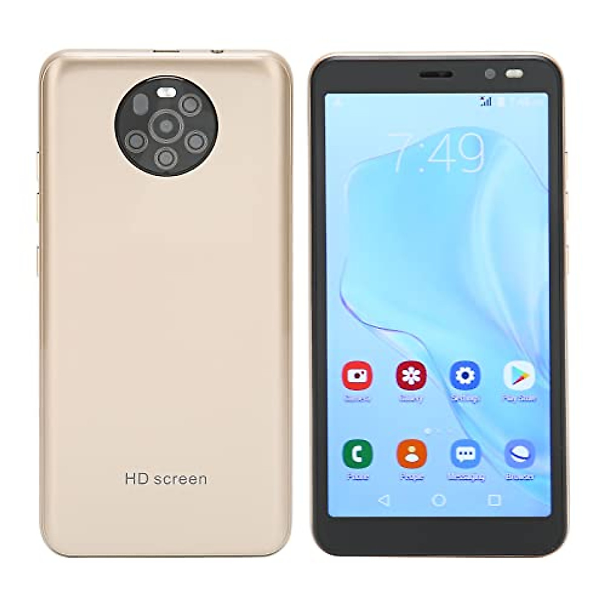 5.45 Inch Screen Dual Sim Mobile Phone, MTK6779 Quad Core CPU 3 Card Slots ABS Smooth Running Speed Unlock Smartphone for Playing Games (Gold)