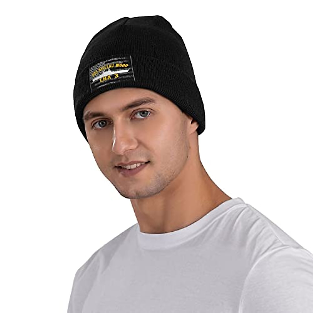 USS Belleau Wood LHA-3 Unisex Knitted Hat Beanie Winter Warm Stretch Skull Hat Black