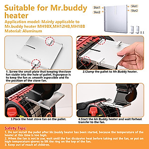 Xmasneed Wood Stove Fan for Buddy Heater, Heat Powered Fireplace Fan with Magnetic Thermometer on Propane Space Heater/Mr. heater, Camping Outdoor Indoor Use，6 Blades Buddy Heater Fans