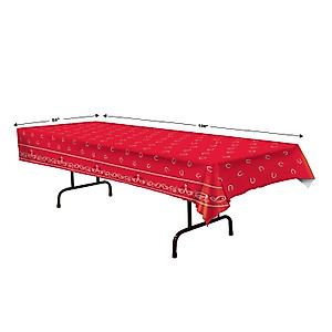 Beistle Red Bandana Tablecover, 54” x 108” – Plastic Table Cloth, Farm Theme Tablecloth, Cowboy Theme Party Decorations, Western Decorations, Bandana Tablecloth, Rectangular Tablecloth