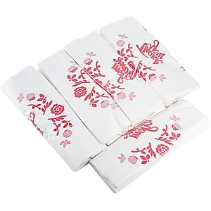 Yesland 500 Ct Plastic Bags, Thank You Reusable Grocery Bag Disposable T-shirts Carryout Shopping Bags, 13 x 7 x 21 Inch, 15 Mic, 0.6 Mil Bulk Shopping Bags for Grocery Retail Restaurant, Red Flower