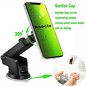 KSACLE Car Phone Mount, Phone Holder, Universal Phone Holder for Car, 360 Degrees Dashboard Desk Wall Bracket for GPS Navigation and Any Smartphones (Black-Dashboard&Air Vent)