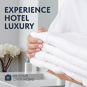 Luxury White Hand Towels - Soft Circlet Egyptian Cotton | Highly Absorbent Hotel spa Bathroom Towel Collection | 16x30 Inch | Set of 6