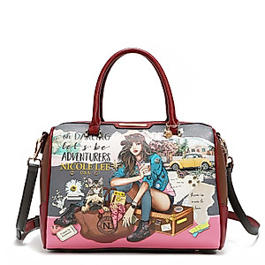 Nicole Lee Journey of Stephanie Boston Bag, Vegan Leather Medium Doctor Bag with Optional Crossbody Strap