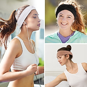 Headbands for Women 6Pcs, Cotton Like Wide Headbands for Women's Hair with Knot, Non Slip Twisted Cross Elastic Absorbent Workout Headband Sport Yoga Running Hair Headbands