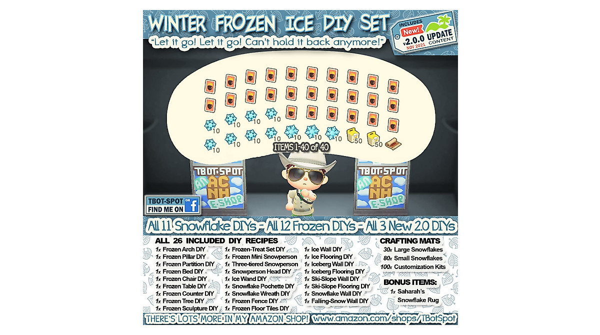 ACNH Winter Snow & Ice Mega Set - 22 Fun DIY Recipes!