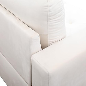 LostCat 97" W Sectional Sofa with Chaise, Flannel Modular Sectional Sofa, Modular Couch, L Shaped Sofas & Couches White Sectional Couches for Living Room Furniture Sets, White