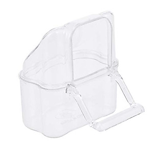 POPETPOP Bird Cage Hanging Feeder Cups - 3 Pcs Clear Plastic Food & Water Dispenser Bowl - No Mess Bird Feeder Bowl for Pet Cages