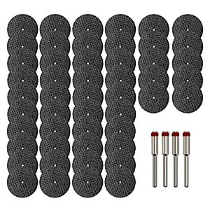 50pcs Rotary Tool Cut Off Wheels 1-1/4'' Fiberglass Reinforced Cutting Wheel Discs with 4Pcs Mandrels Rotary Tool Accessories for Cutting Metal, Wood, Stone