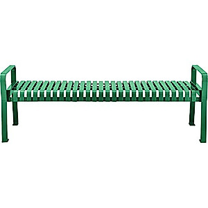 Global Industrial 96" L Outdoor Steel Slat Park Bench Without Back, Green