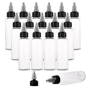 FEOOWV 24Pcs 2oz/60ml Plastic Squeeze Dispensing Bottles with Black Twist Cap, Multi Purpose Bottle for Crafts, Art, Glue, Liquid，Kitchen,Household