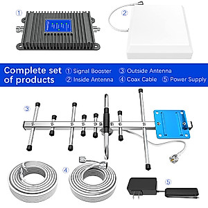 Cell Phone Signal Booster, Home Cell Phone Booster, Support All U.S. Carriers Verizon, AT&T & More, Signal Amplifier Repeater Enhance GSM 3G 4G LTE and 5G Signal Up to 5,000 Sq ft, FCC Approved Gray