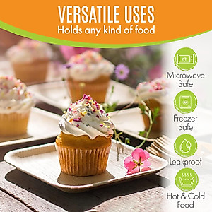 Raj Eco Compostable Palm Leaf Plates Like Bamboo Plates Disposable - 6 Inch Square 50 Party Plates, Natural Wooden, Eco-Friendly, Fancy Biodegradable & Disposable Dessert Appetizer Plates