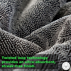 Extra Large Premium Microfiber Towels for Car Detail Streak Free, Holds Up to 9 lbs, 1400 GSM Ultra Soft, Super Absorbent, Twisted Loop Design, One-Pass Auto Car Drying Towel, Trucks, SUVs, 24" x 36"