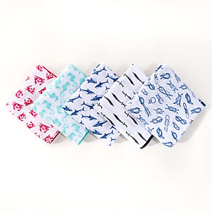 HOULIFE Women Cotton Handkerchiefs, 5/10 Pieces Soft Ladies Handkerchieves Assorted with Cartoon Pattern 15.7 x 15.7” (Mixed-5pcs)