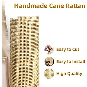 Cane Webbing,14" Width Rattan Webbing Roll 3.3Ft Natural Caning Kit Material for Cabinet,Chair,Home Furnitur