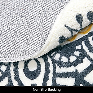 HEBE Boho Round Rugs 4Ft Washable Non Slip Round Area Rug Throw Soft Cute Round Nursery Rug Soft Fluffy Bathroom Rug Circle Rug for Bedroom Dorm Kids Room Nursery