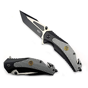 Vulcan Gear Emergency Service Tactical Assisted Open Metal Rescue Folding Knife (Black - S.W.A.T)