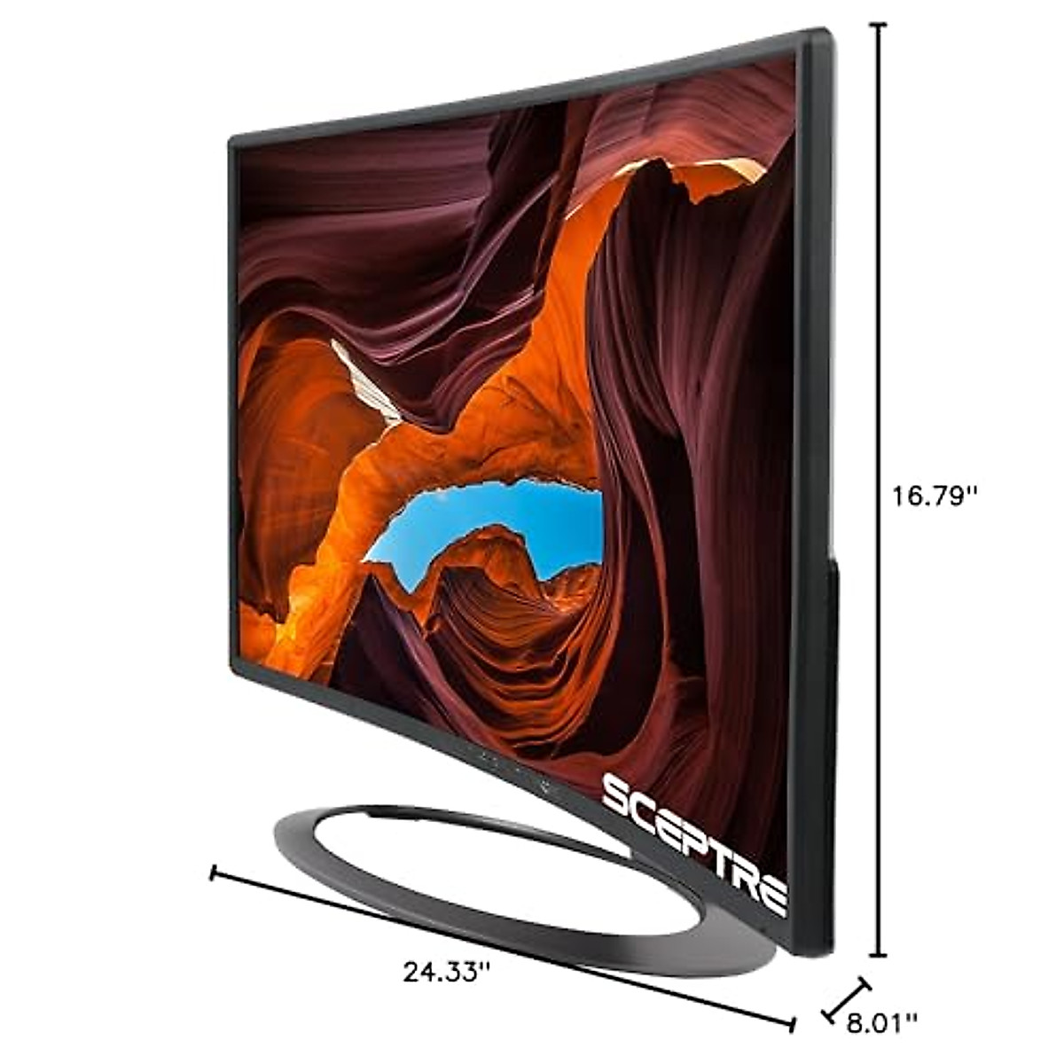 Sceptre 27" Curved 75Hz LED Monitor Full HD 1080P HDMI DisplayPort VGA Speakers, Ultra Thin Brushed Metal, 1800R Immersive Curvature (C275W-1920R)