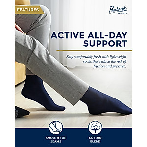 Pembrook Light Compression Socks for Men - 6 Pairs | 8-15 mmHg Navy Compression Socks | Mens Compression Socks for Circulation Support | Light Compression Socks Men