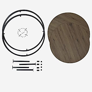 NSdirect 36 inch Round Coffee Table,Coffee Table for Living Room,2-Tier Rustic Wood Desktop & Sturdy Metal Legs Table Modern Design Home Furniture with Storage Shelf (Light Walnut)