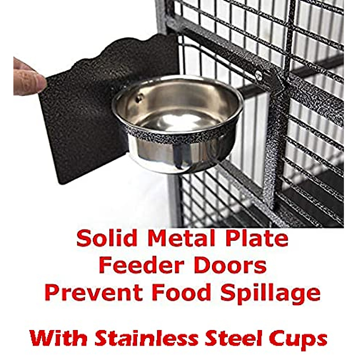 Large Elegant and Durable Play Top Bird Cage Parrot Finch Macaw Cockatoo Bird Wrought Iron Cage (Black Vein)