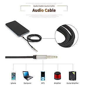 SUNYIN Amp Cord for Electric Guitar,10-Feet Electric Instrument Guitar Bass Cable,Straight to Right Angle Guitar Amp Cord with Gold Plated 3.5mm&6.5mm Stereo Adapter,Audio Cable,4 Picks