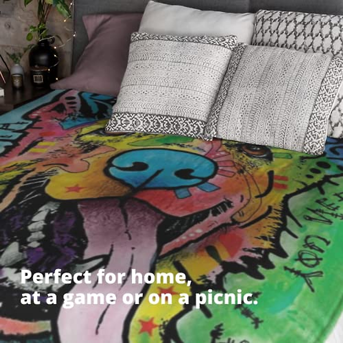 Dawhud Direct Colorful German Shepherd Fleece Blanket for Bed, 50" x 60" Dean Russo German Shepherd Fleece Throw Blanket for Women, Men and Kids - Super Soft Plush Dog Blanket Throw Plush Blanket