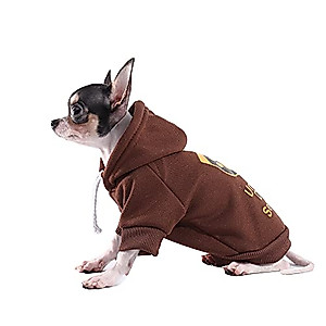 Paiaite Brown Chihuahua Dog Hoodie Winter Small Dog Sweatshirt with Leash Hole Warm Pet Clothes for Puppy Dog Sweater Coat Clothing United Dog Service M