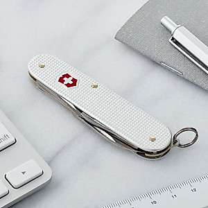 Victorinox Cadet Alox Swiss Army Knife, 9 Functions, Swiss Made Pocket Knife with Large Blade, Screwdriver, Can Opener and Wire Stripper - Silver