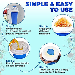 Slushy Maker Cup, 12 Oz -DIY Instant Icy Frozen Drinks in Moments - Magic Ice Slushie Squeeze Cooling Cuppie with Lid - Tik Tok Easy Freeze Design with Straw and Cleaner Tool