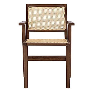 SAFAVIEH Couture Home Collection Hattie Walnut/Natural French Cane Living Room Dining Arm Chair (Set of 2) SFV4115D-SET2