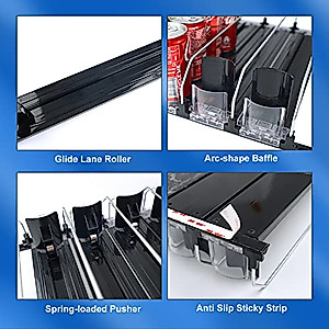 BUDO Soda Can Organizer for Fridge, Self-Pushing Drink Holder for Refrigerator, Adjustable Width Beverage Water Beer Storage for Kitchen Pantry, Holds up to 30 Cans (16.4inch, 5 Rows)